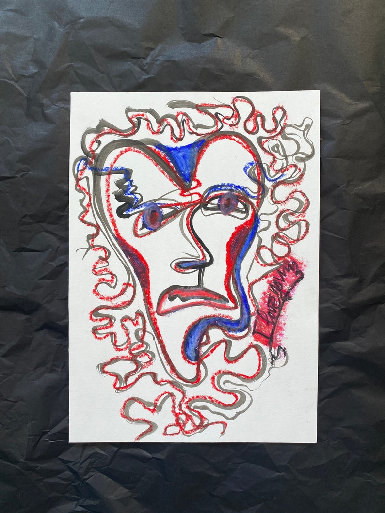 Original Painting dental Wisdom Line Art Abstract With Pastel - Etsy