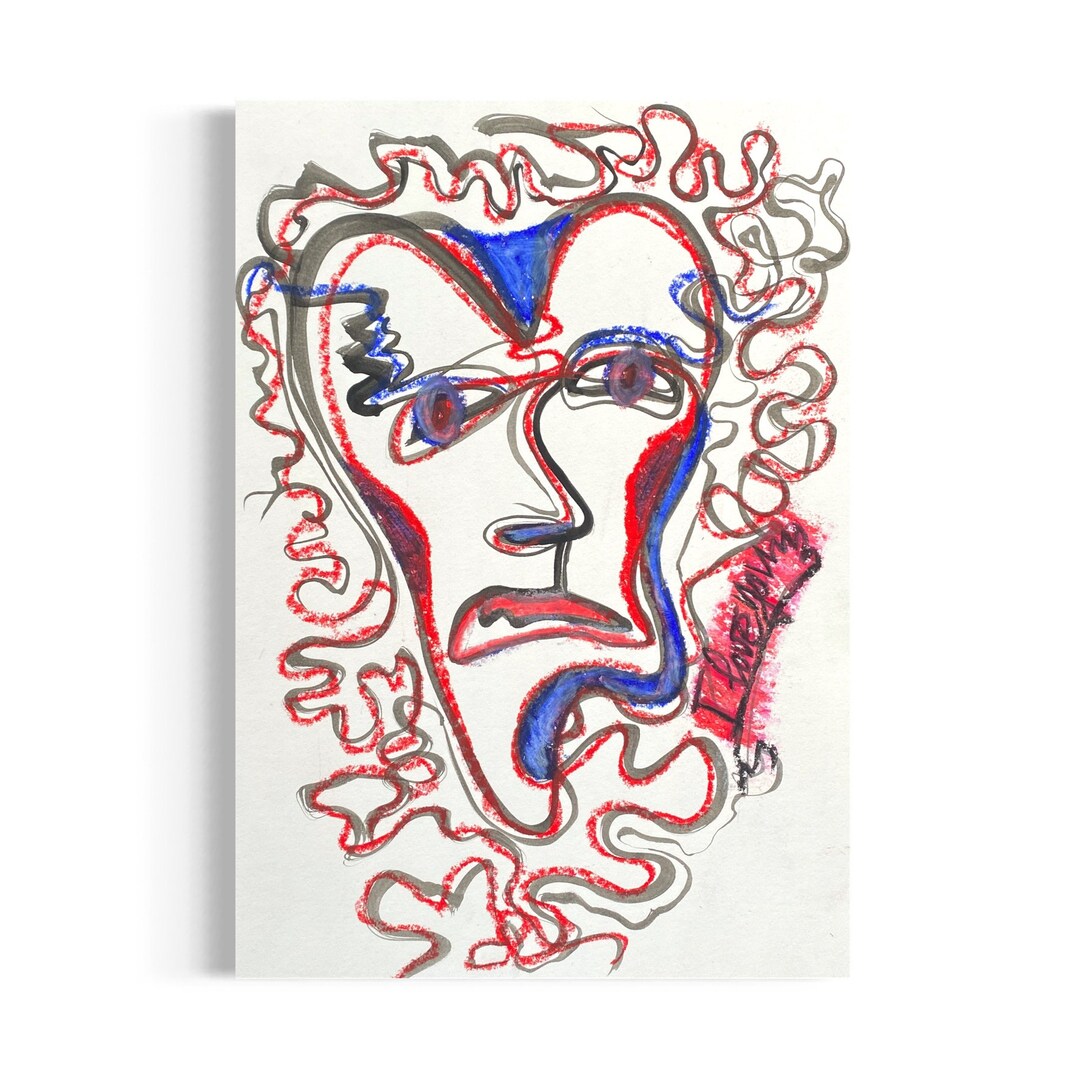Original Painting "dental Wisdom" Line Art Abstract With Pastel - Etsy