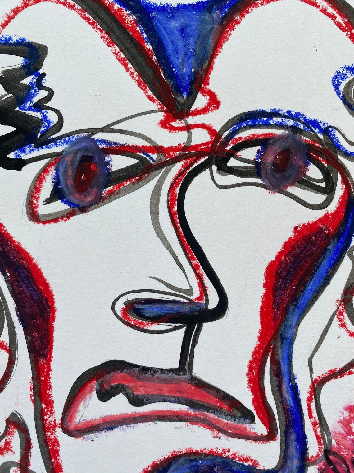 Original Painting "dental Wisdom" Line Art Abstract With Pastel - Etsy