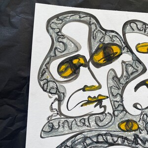 Original Painting "serpentarium" Line Art Abstract With Pastel - Etsy