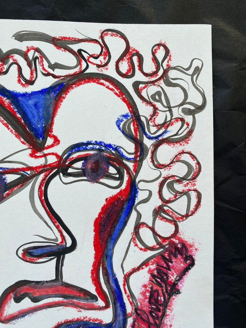 Original Painting "dental Wisdom" Line Art Abstract With Pastel - Etsy