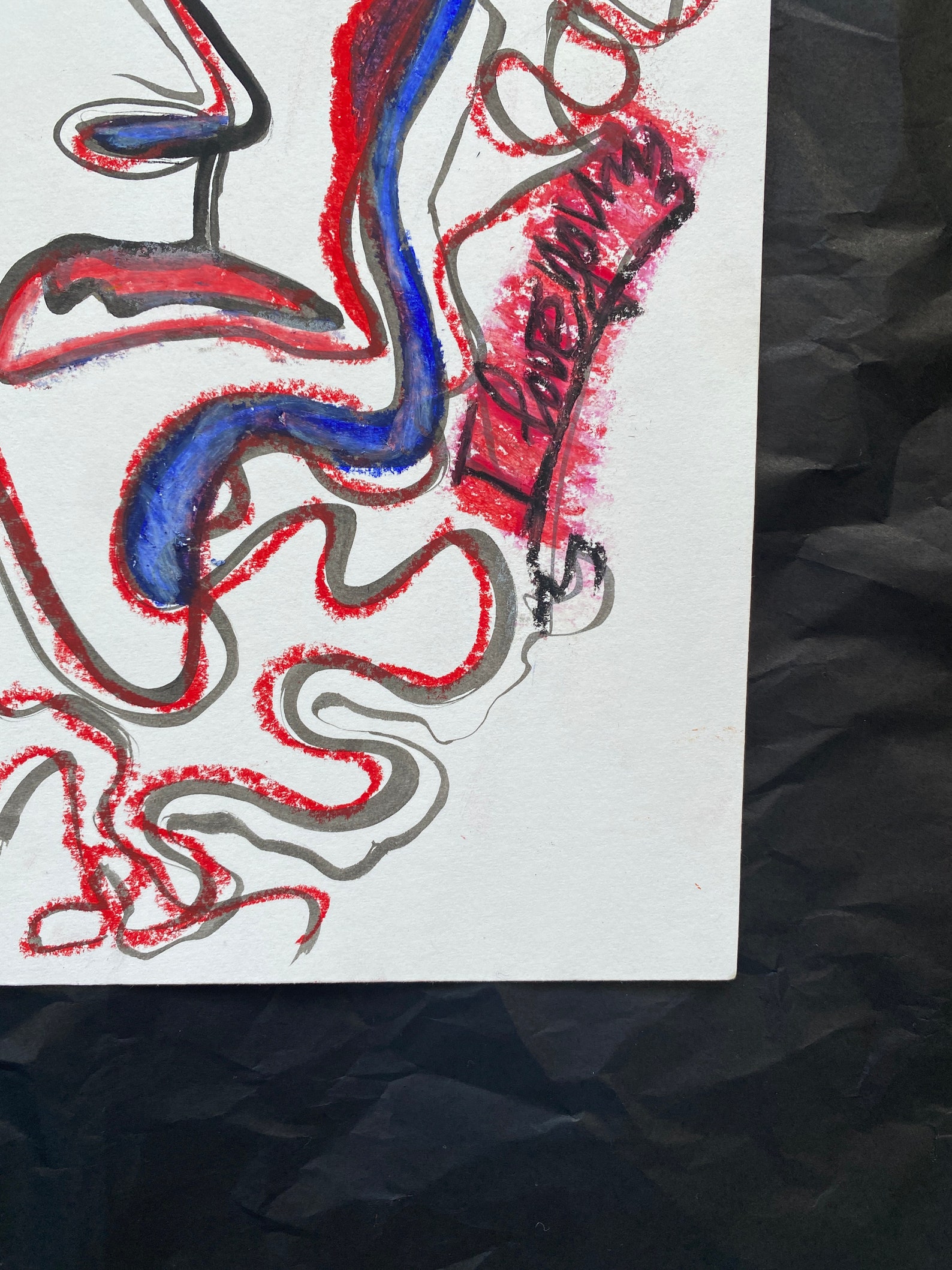 Original Painting "dental Wisdom" Line Art Abstract With Pastel - Etsy