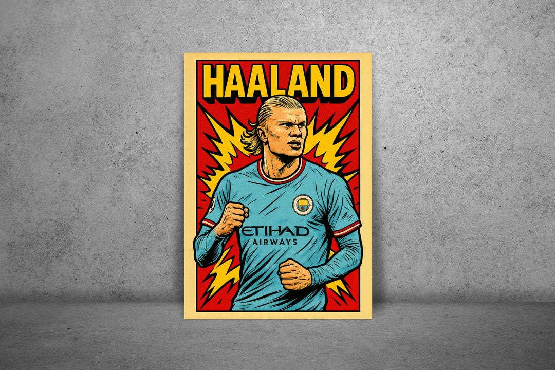 Earling Haaland Manchester City Comic Book Style Poster, Football Art ...