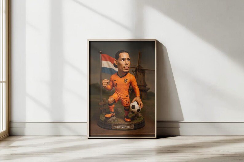 Virgil Van Dijk 3D Figure Poster, Liverpool Football Legends Art ...