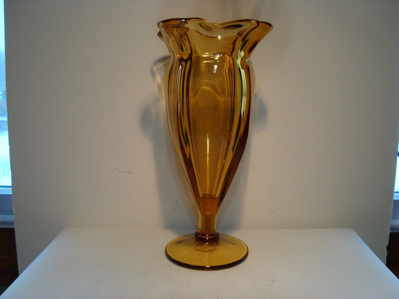 Imperial Glass Tall Amber Hand Blown Glass Vase. - Etsy