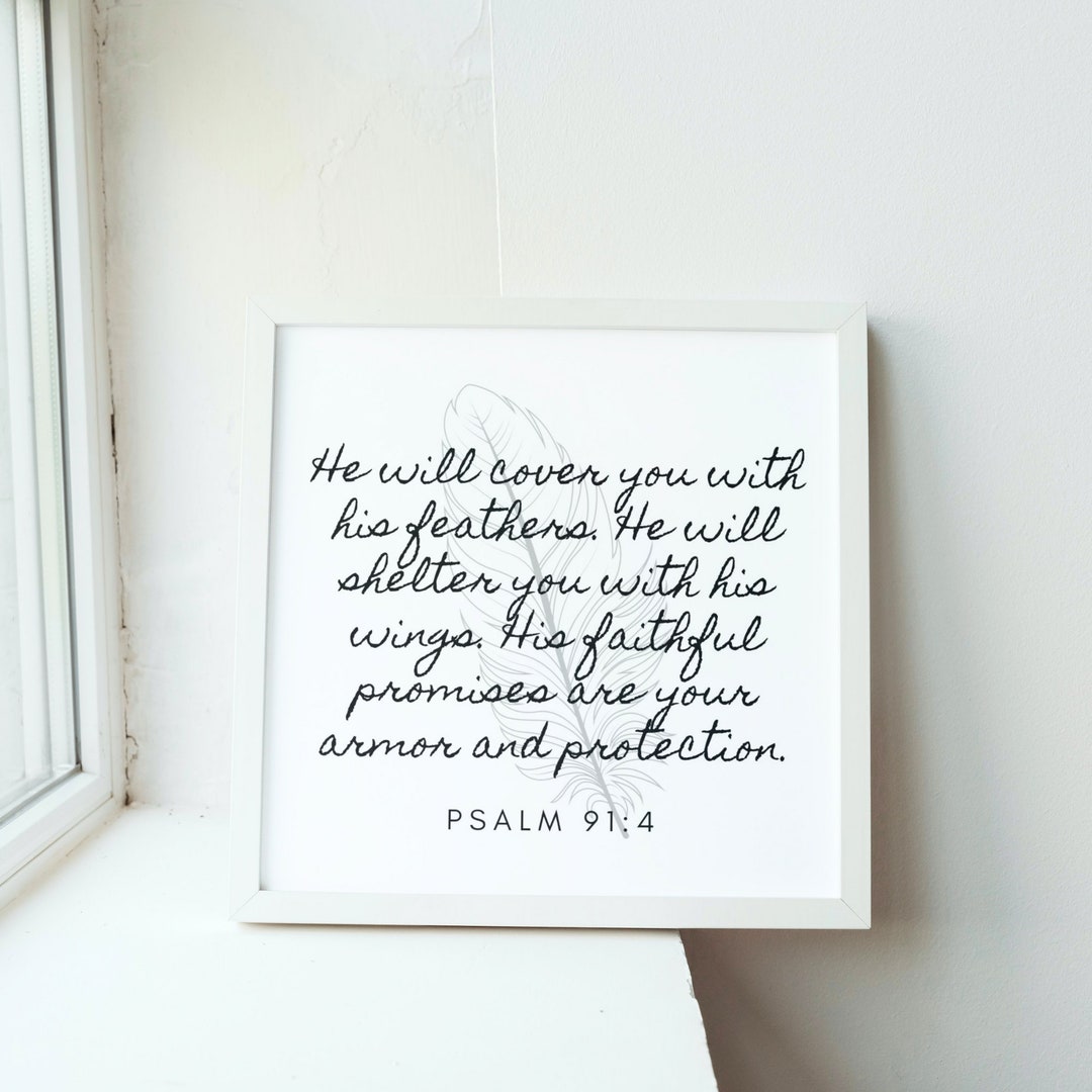 Psalm 91:4, Bible Verse Wall Art Download, Digital Download - Etsy