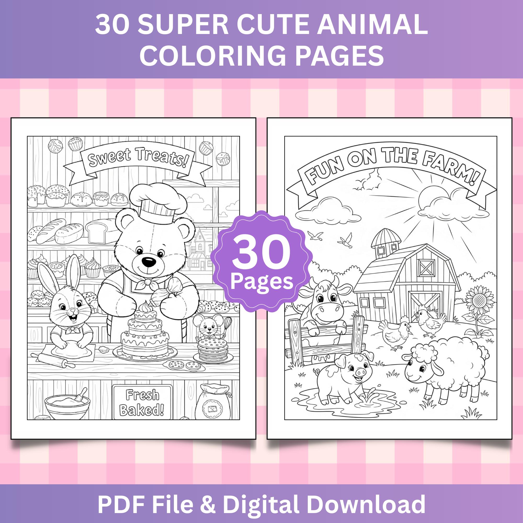 30 Super Cute Animal Coloring Pages for Kids – Fun Printable Coloring ...