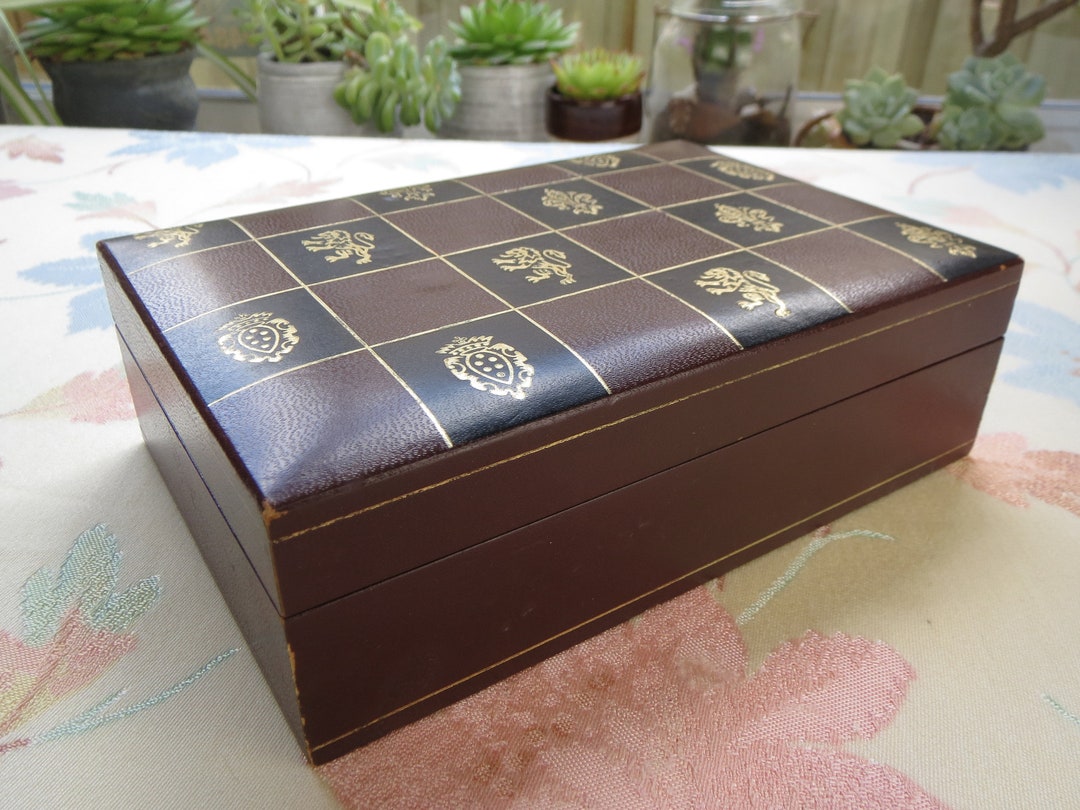 Florence Leather and Lacquered Pine Cigarette/jewellery/ Accessory Box ...