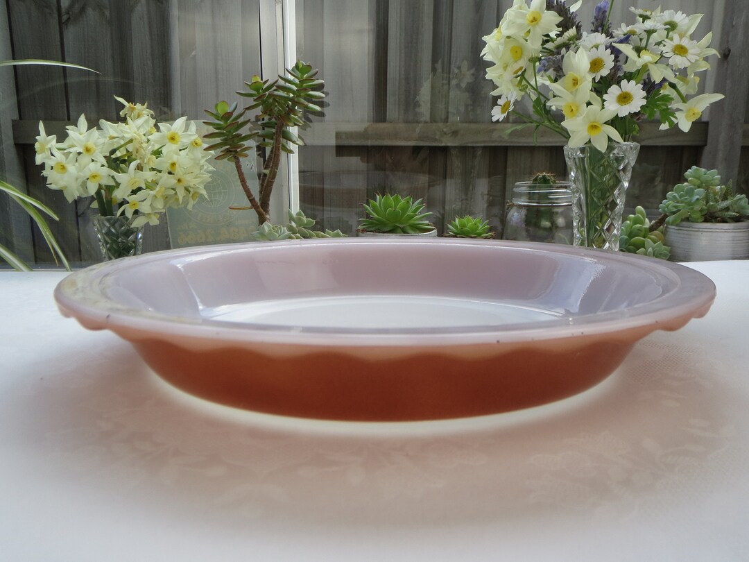 Large 11" Brown Pyrex Crown Pie Flan Dish With Scalloped Edges - Etsy