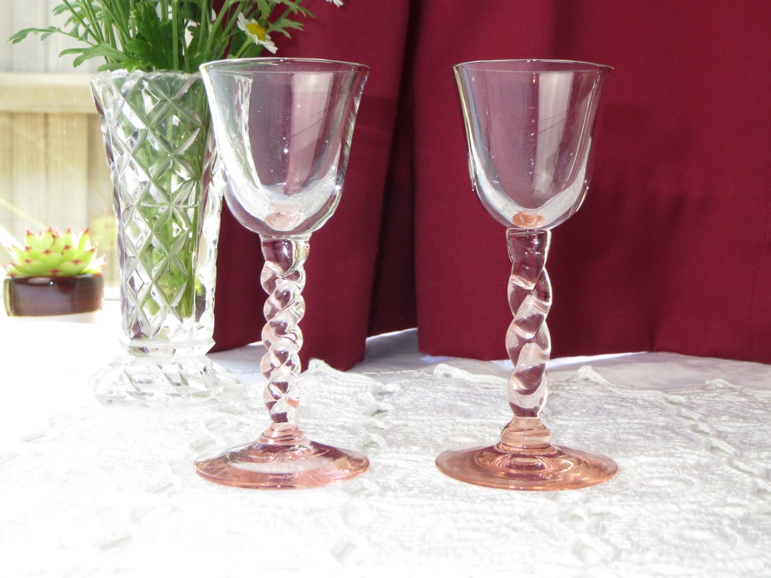 Two (2) Pink Twist Stemmed Hand Made Art Glass Shot/schnapps Glasses - Etsy