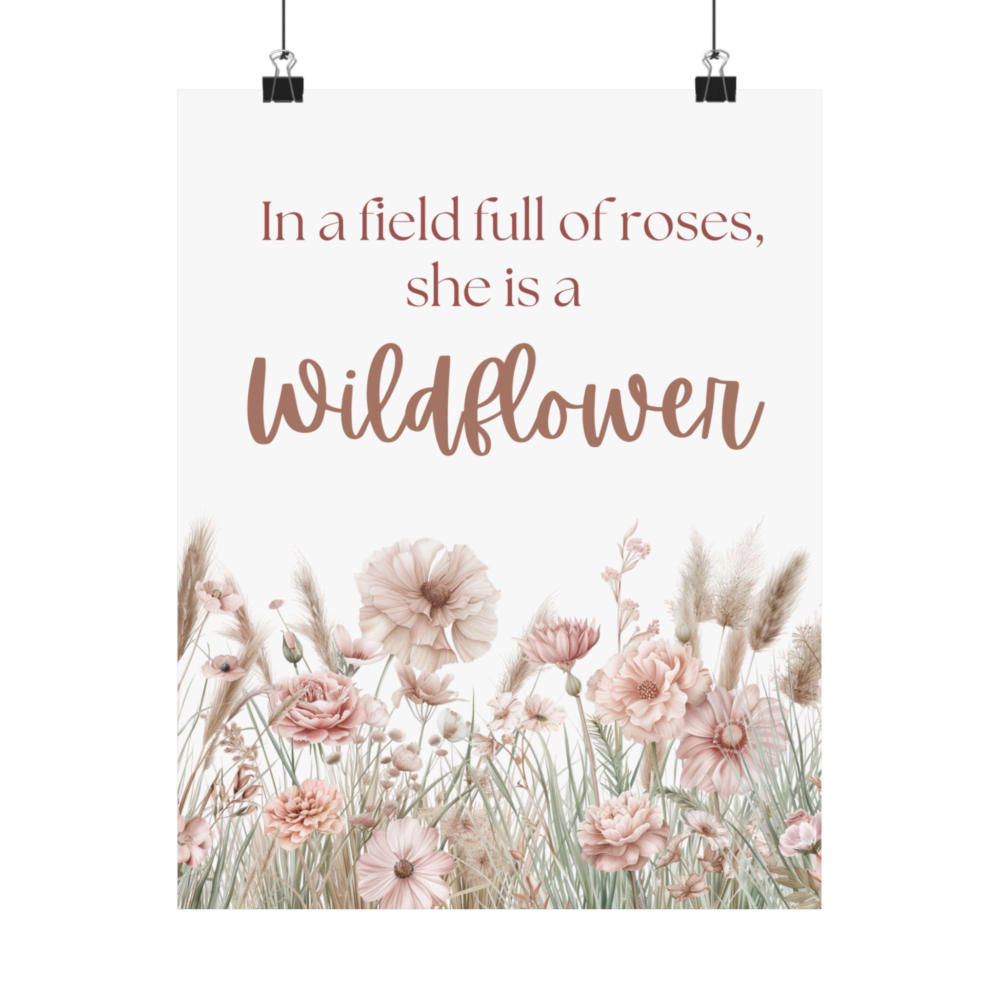 Vertical Wildflower Poster, Girls Room Decor, Nursery Wall Art, Matte ...