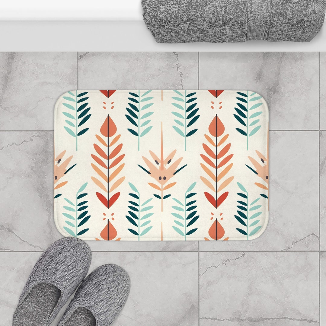 Boho Aesthetic Bath Mat - Neutral Colors for Chic Bathroom Decor ...