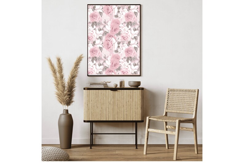 Coquette Room Decor, Pink Roses Wall Art, Vintage Roses Art, Shabby ...