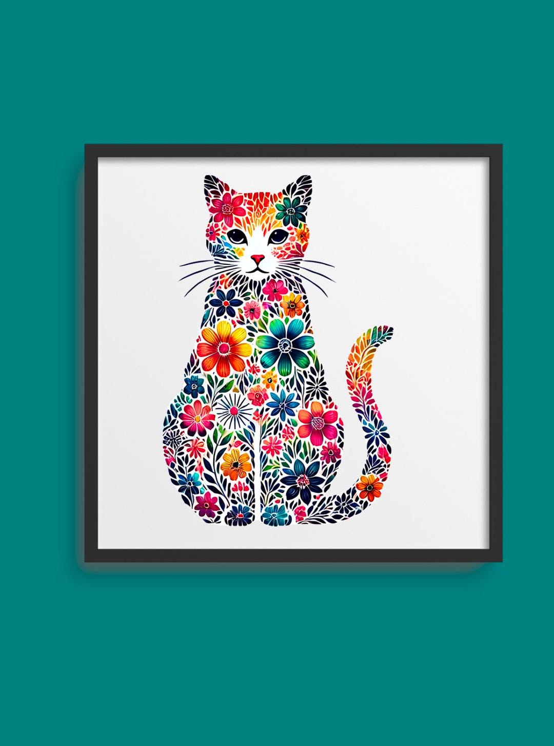 Cat Lover Poster, Colorful Cat Decor Wall Art, Ready to Frame, 3 Sizes ...