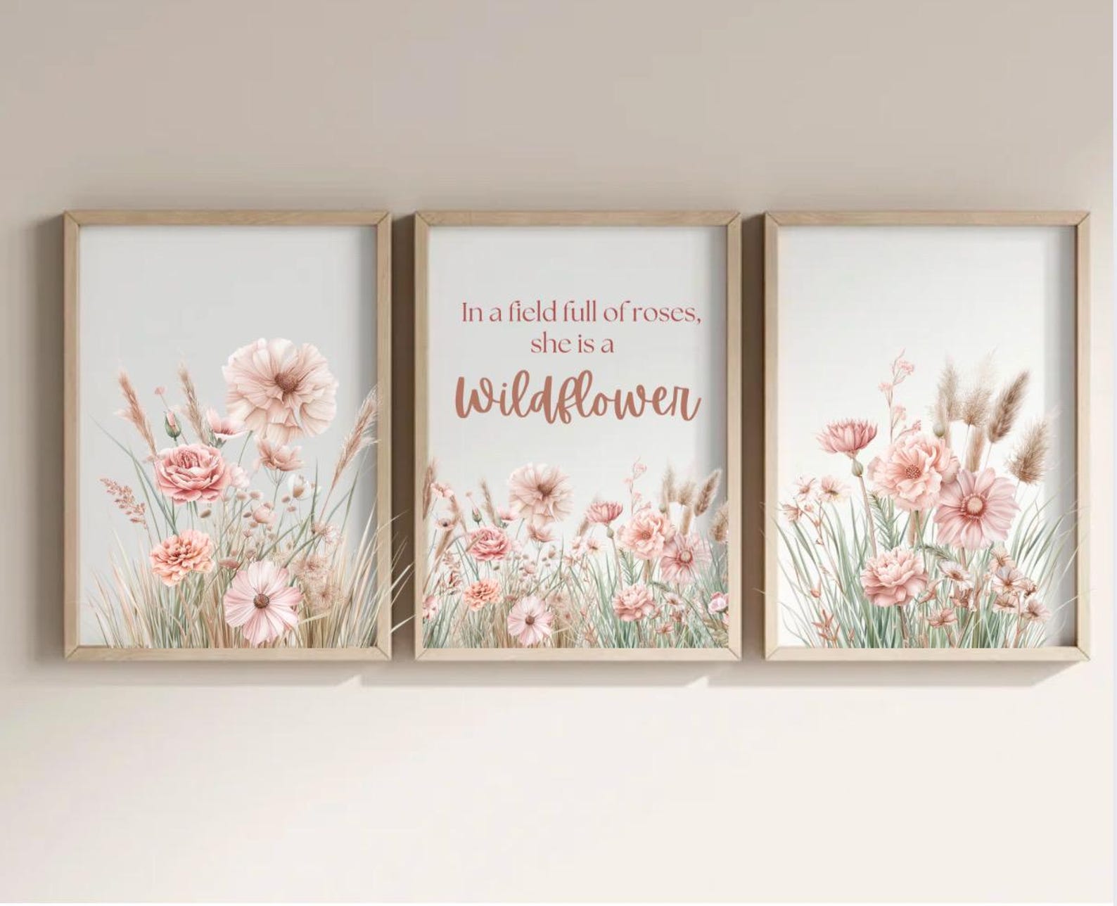Vertical Wildflower Poster, Girls Room Decor, Nursery Wall Art, Matte ...