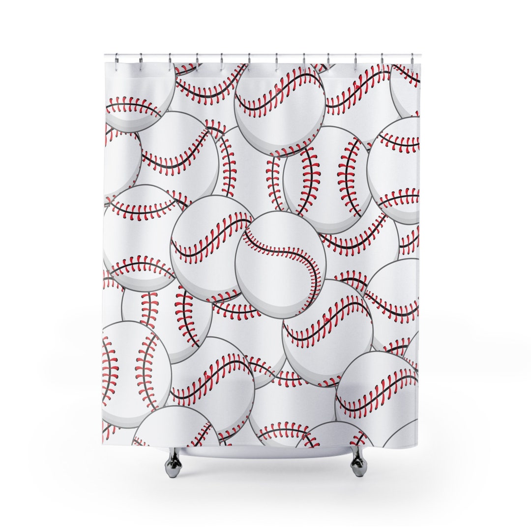 Vintage Baseball Shower Curtain, Baseball Bathroom Decor, Baseball ...
