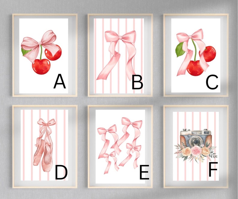 Coquette Room Decor, Coquette Pink Ribbon Wall Art, Multiple Sizes ...