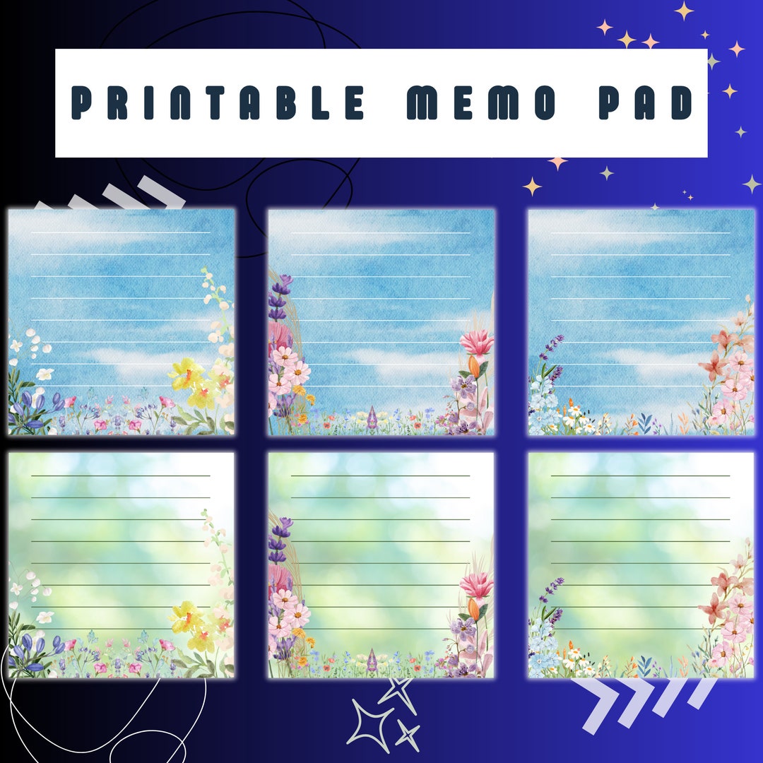 Memo Notes Printable, Note Pad Digital Download, Floral Printable ...