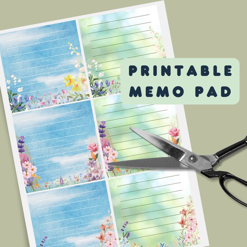Memo Notes Printable, Note Pad Digital Download, Floral Printable ...