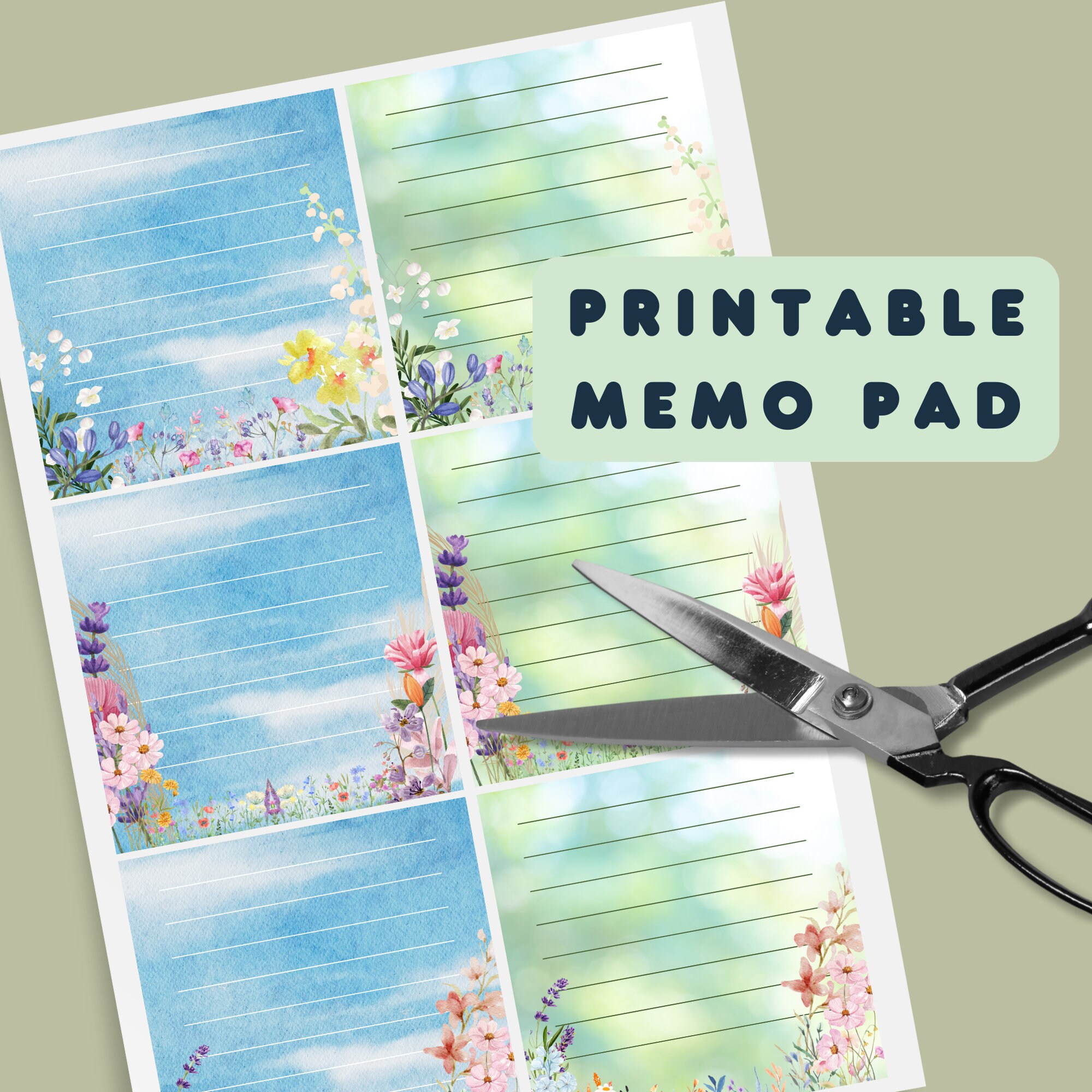 Memo Notes Printable, Note Pad Digital Download, Floral Printable ...