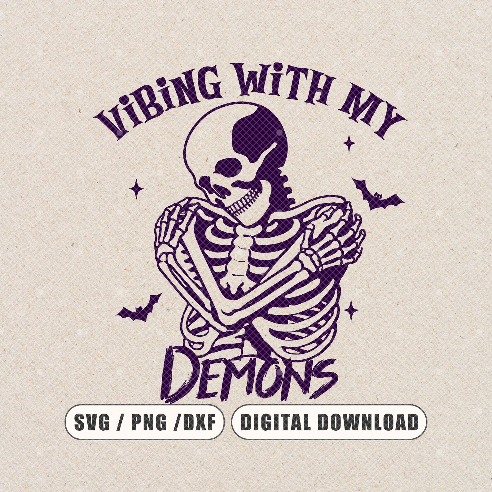 Vibing With My Demons Halloween Svg,dark Humor Svg,skeleton Halloween ...