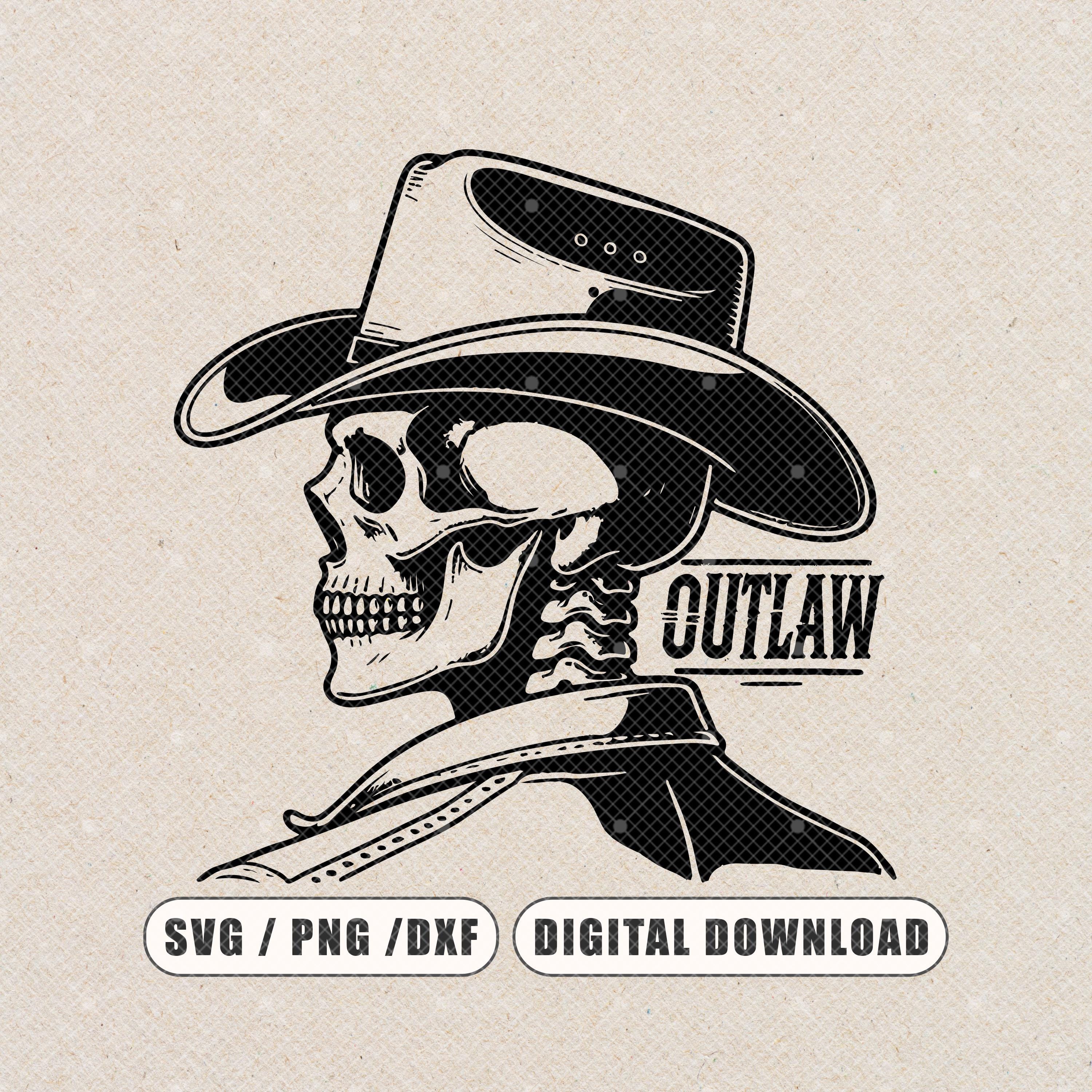 Outlaw Cowboy Skull Svg Country Western American Cowboy Skull Wild West ...