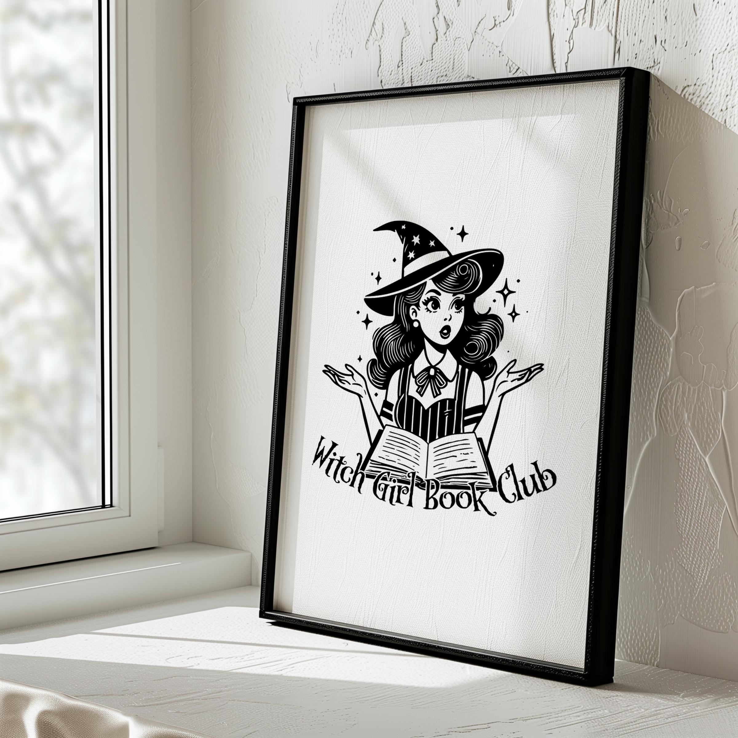 Witch Girl Book Club Halloween Hot Girl Read Salem Witch Book Club Svg ...