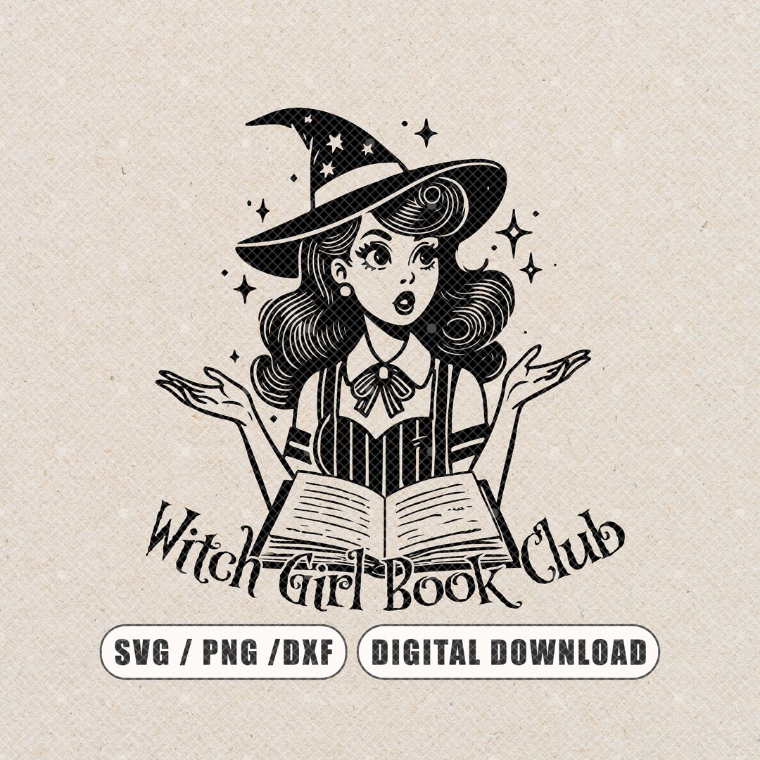 Witch Girl Book Club Halloween Hot Girl Read Salem Witch Book Club Svg ...