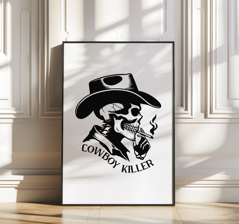 Vintage Cowboy Killer Skull SVG Vintage Western Cowboy Smoking Western ...