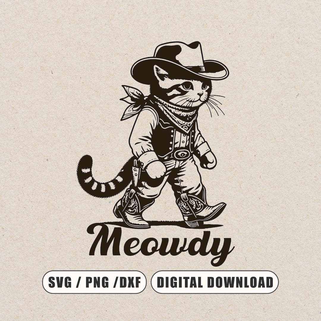 Meowdy SVG Retro Cat Vintage Boho Bohemian Western Cowgirl Wild West ...
