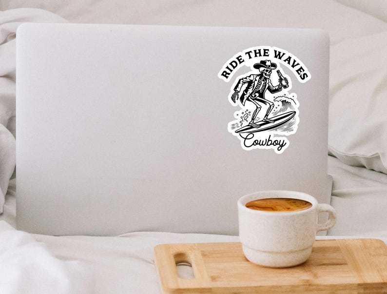 Ride the Waves Cowboy,cowboy Skeleton Svg,surfer Cowboy Svg,surfing ...