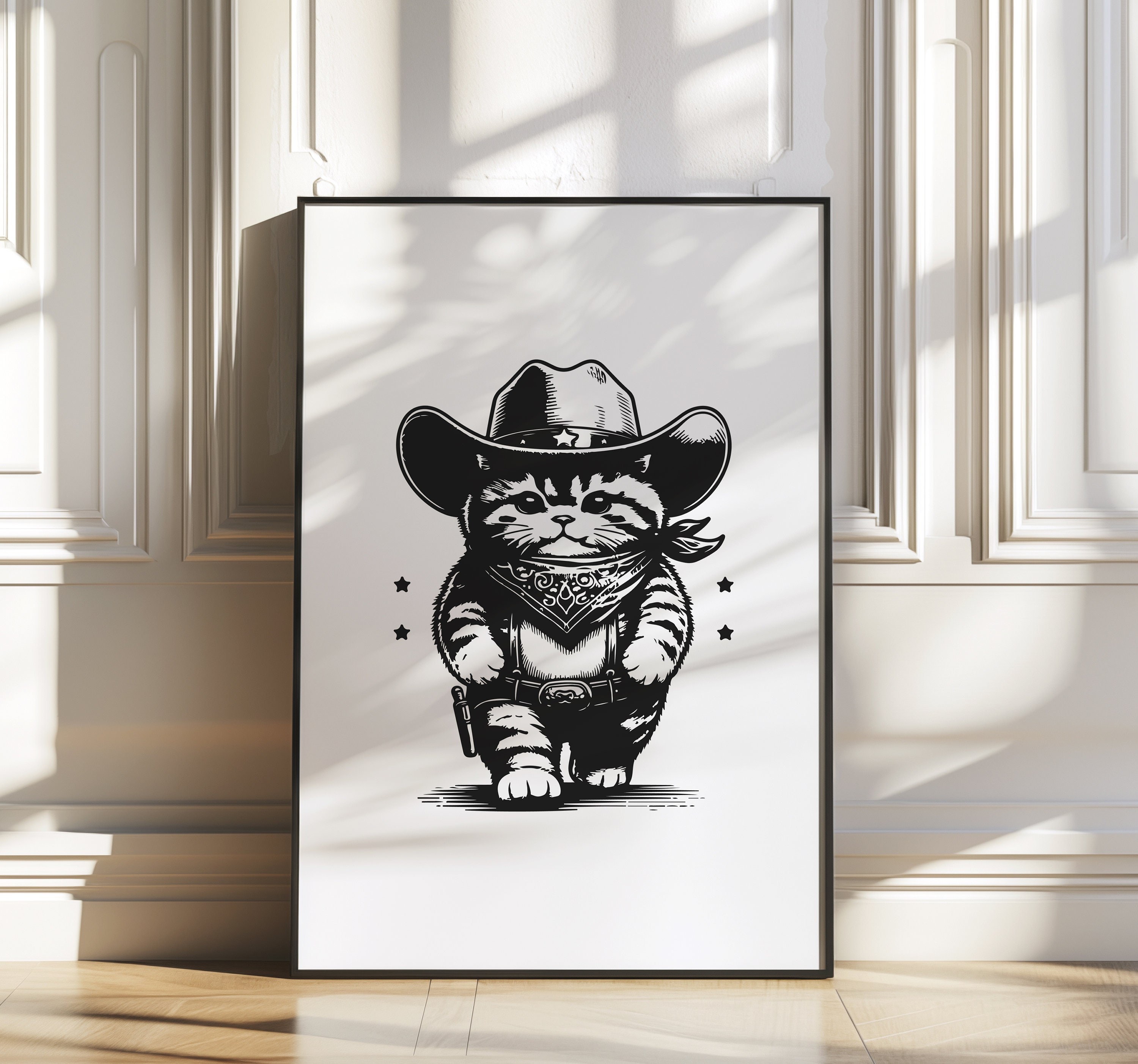 Vintage Cowboy Cat,retro Cowboy Cat Svg,western Silhouette Sleepy Kitty ...