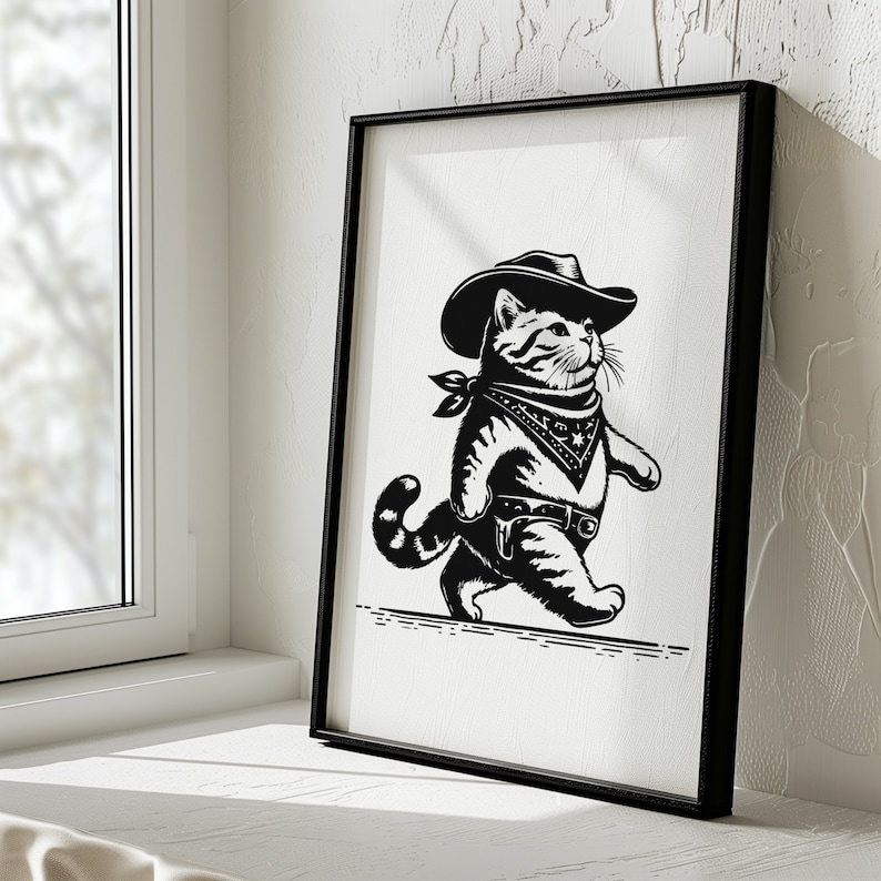 Vintage Cowboy Cat,retro Cowboy Cat Svg,western Silhouette Sleepy Kitty ...