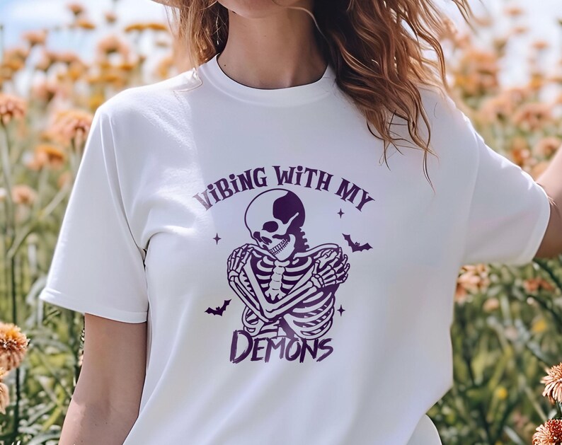 Vibing With My Demons Halloween Svg,dark Humor Svg,skeleton Halloween ...