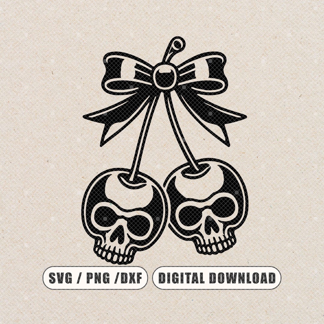 Cherry Skulls Halloween Svg Png,cute Skull Svg,halloween Cherry Skull ...