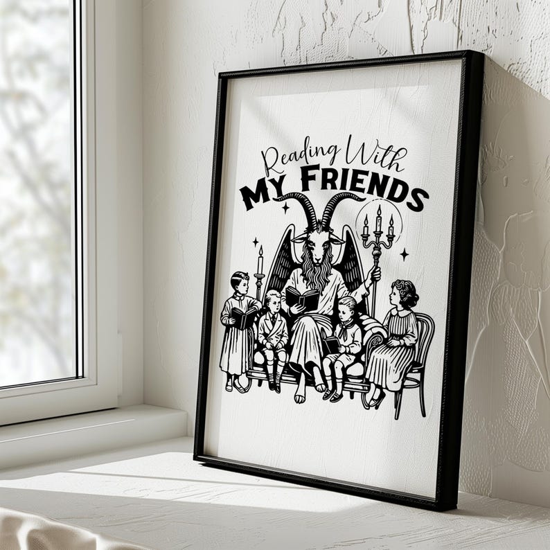 Reading With My Friends Svg,baphomet Svg,books Are My Therapy SVG PNG ...