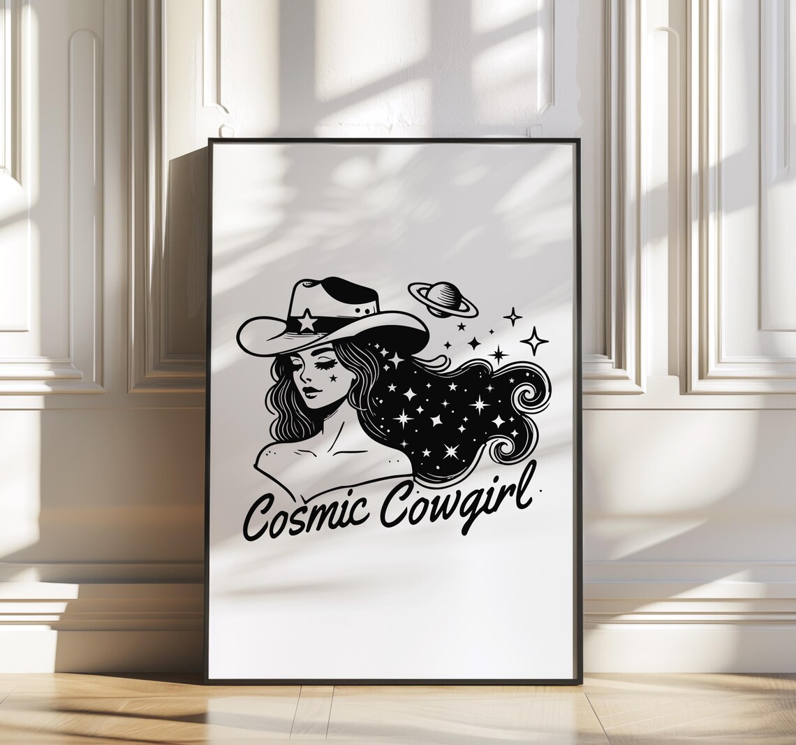 Retro Cosmic Cowgirl Svg,western Starry Night Svg,retro Cosmic Cowgirl ...