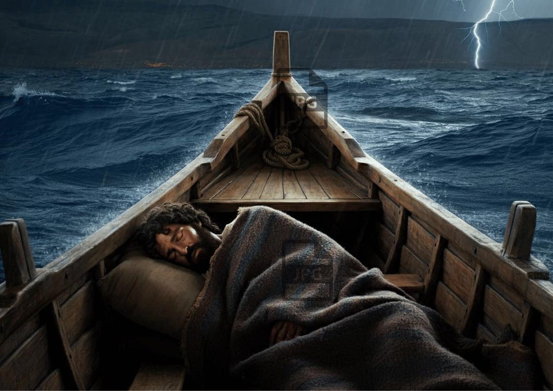Jesus Asleep in A Storm JPG/PNG - Etsy