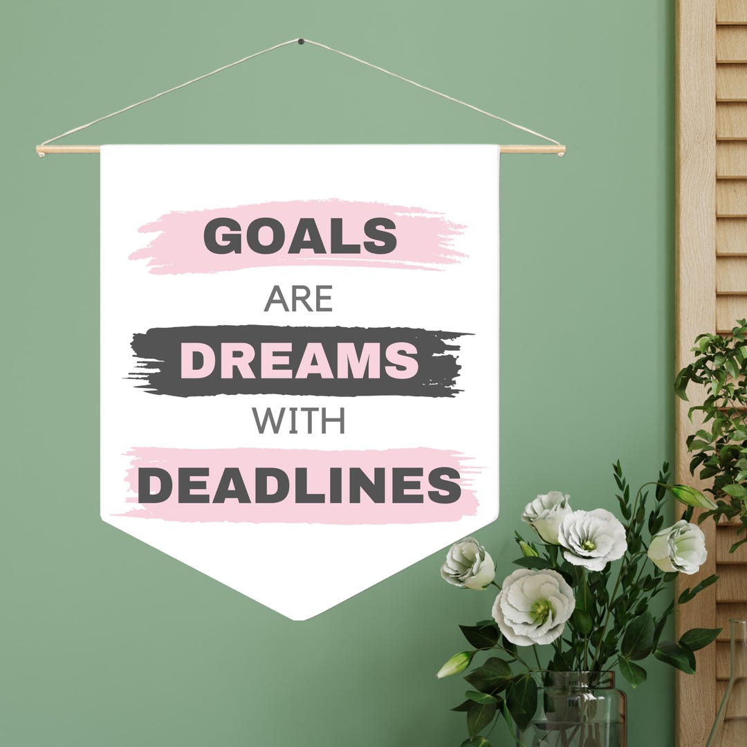 Motivational Pennant Banner Girls Room Decor Wall Decor Goals Are ...