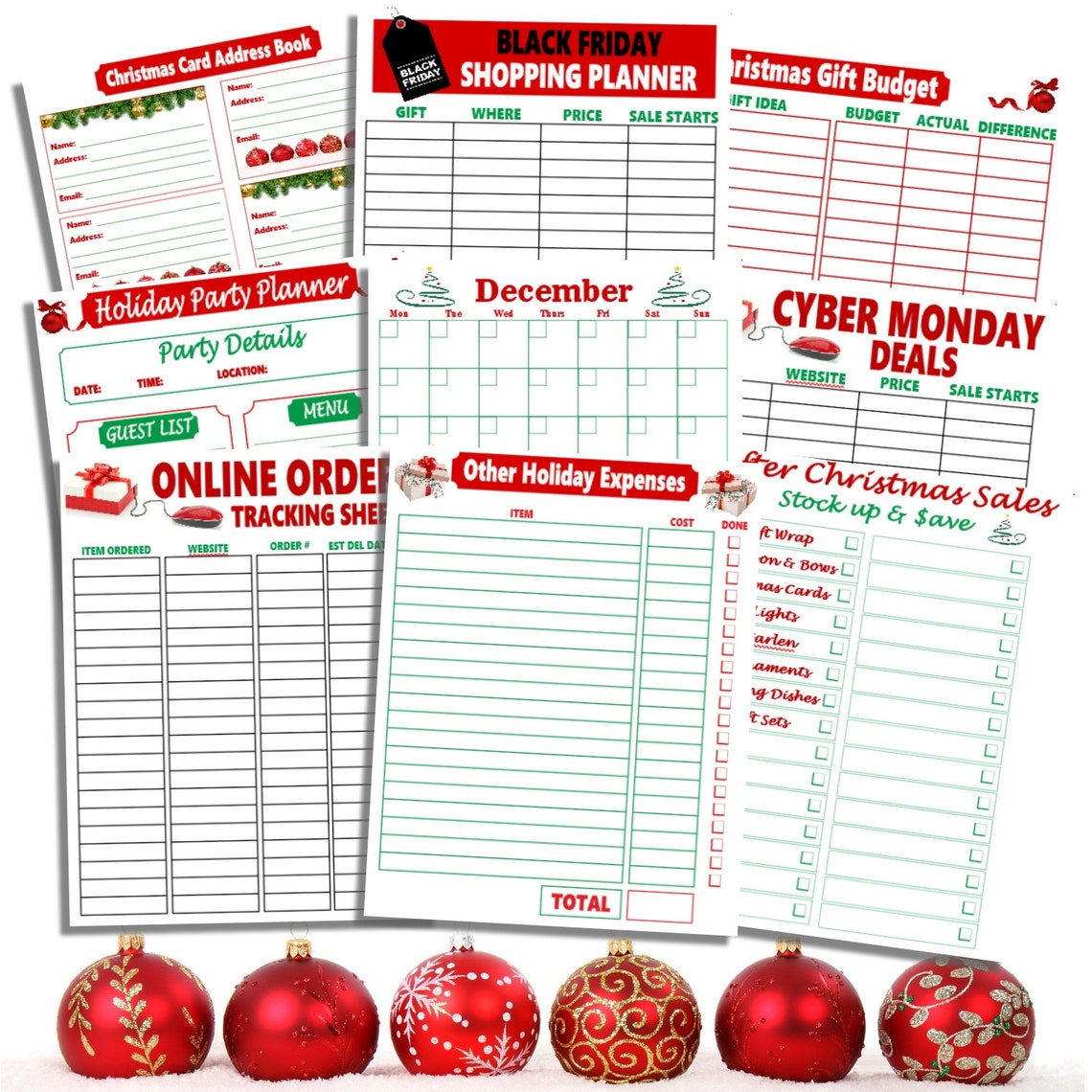 Christmas Planner Printable Holiday Planner Gift Budget - Etsy