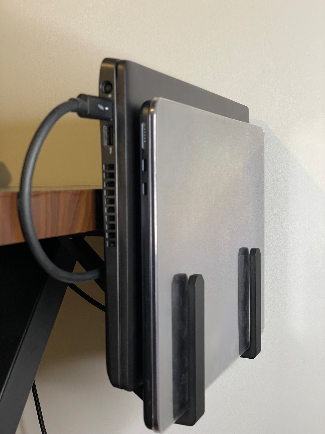 Vertical Dual Laptop Hanger,space Saving Accessory, Desk Mounted ...