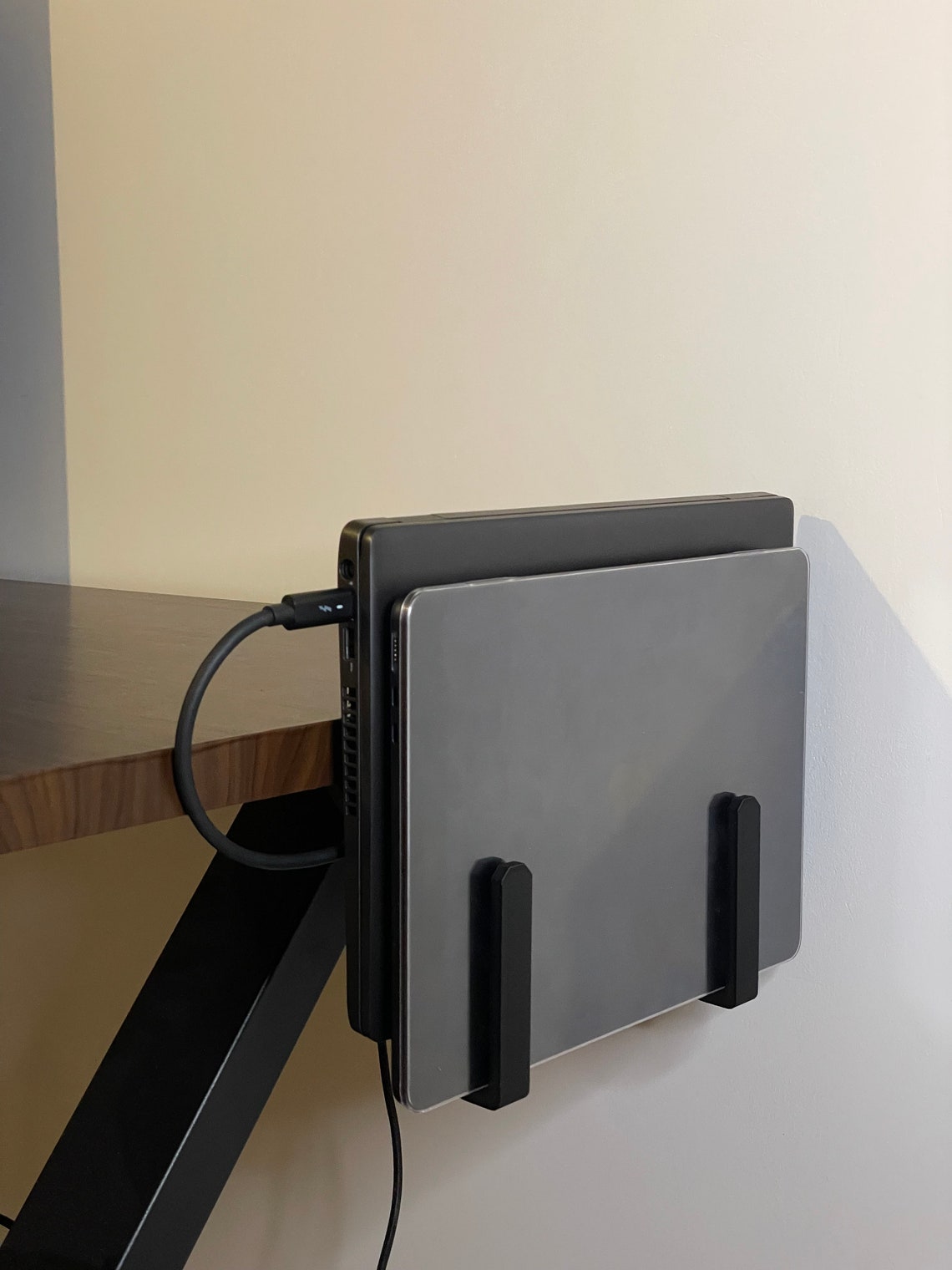 Vertical Dual Laptop Hanger,space Saving Accessory, Desk Mounted ...