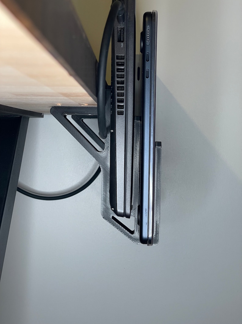Vertical Dual Laptop Hanger,space Saving Accessory, Desk Mounted ...