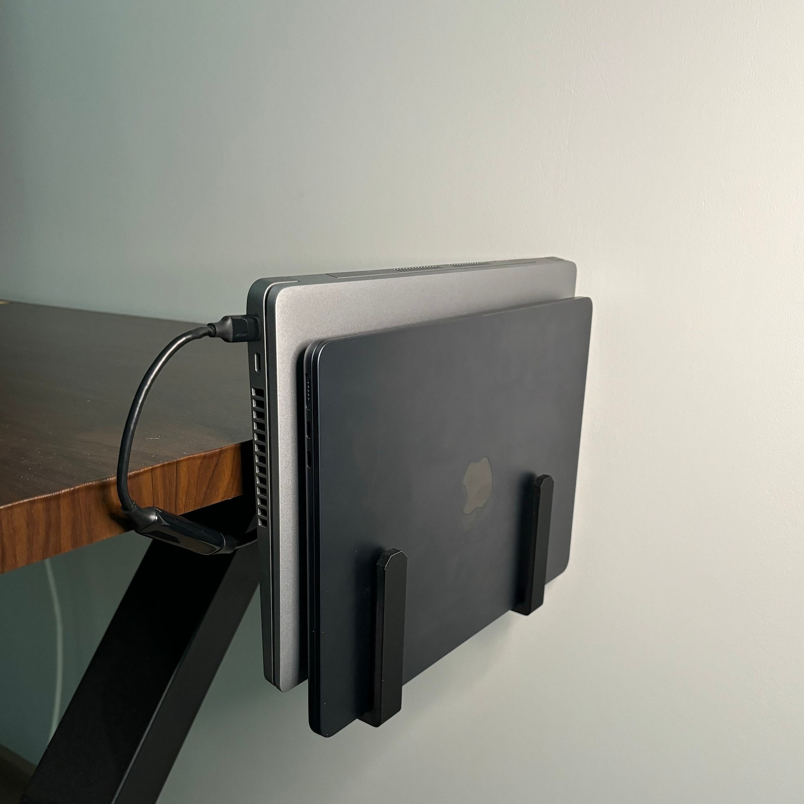 Vertical Dual Laptop Hanger,space Saving Accessory, Desk Mounted ...