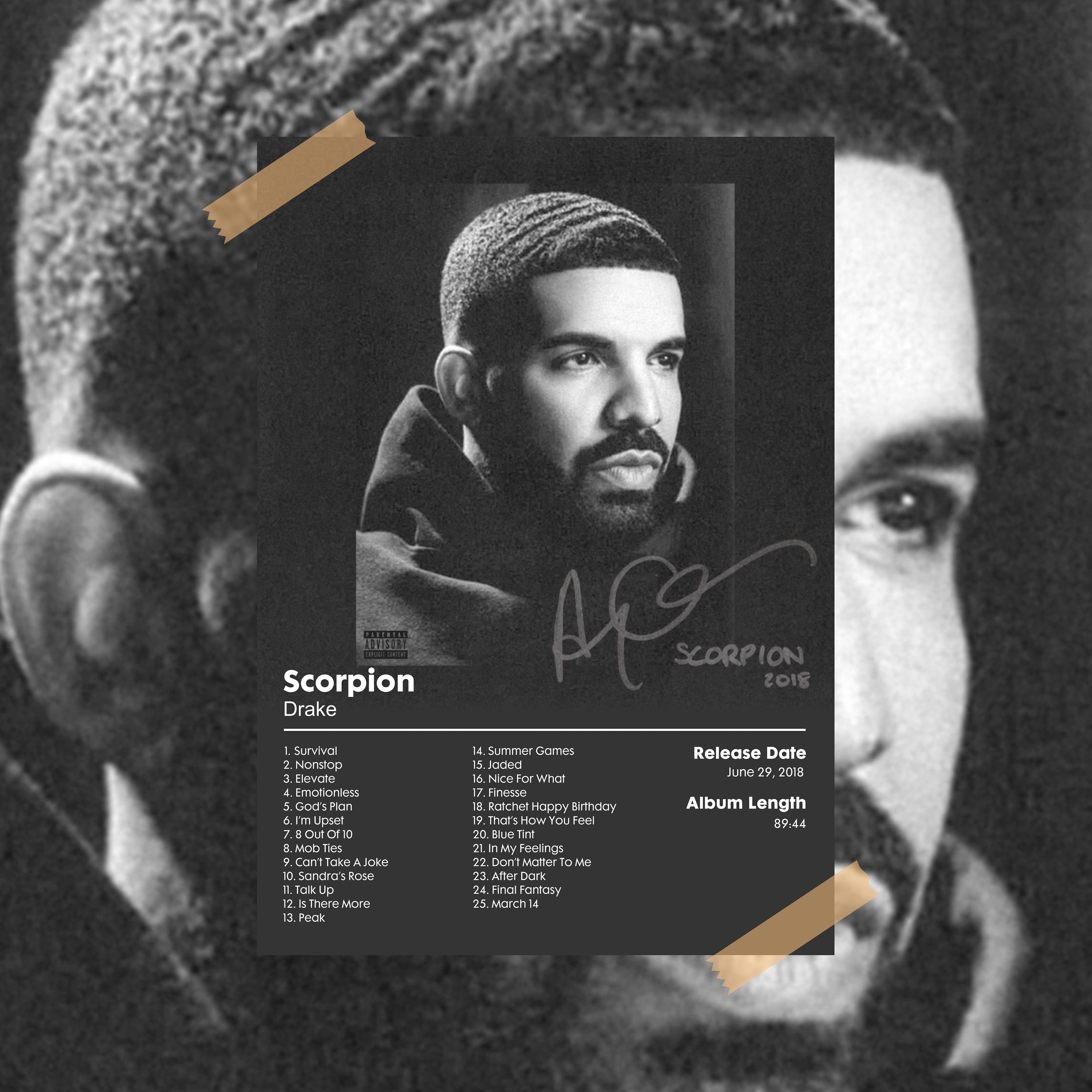Drake Scorpion Album Poster - Etsy UK