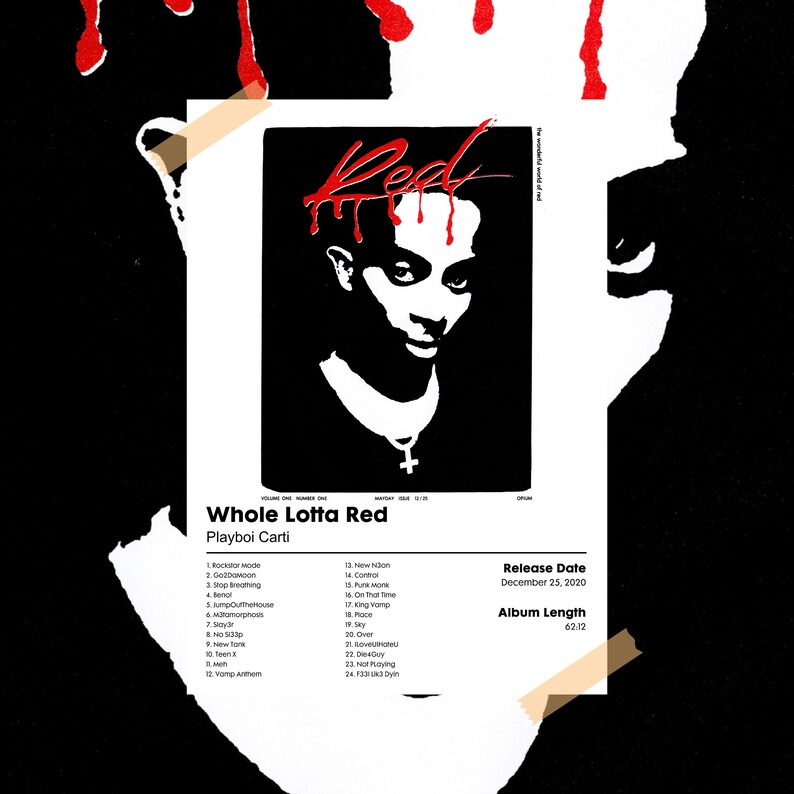 Playboi Carti - Whole Lotta Red - Album Poster - Etsy