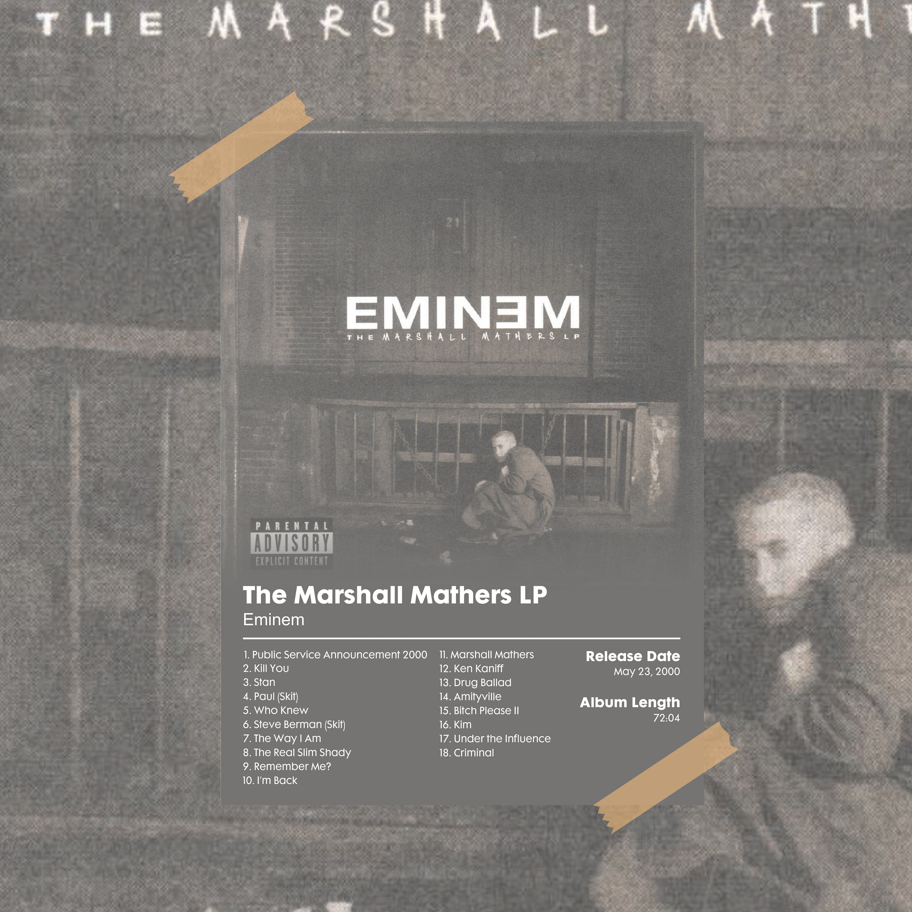 Eminem the Marshall Mathers Album Poster - Etsy UK