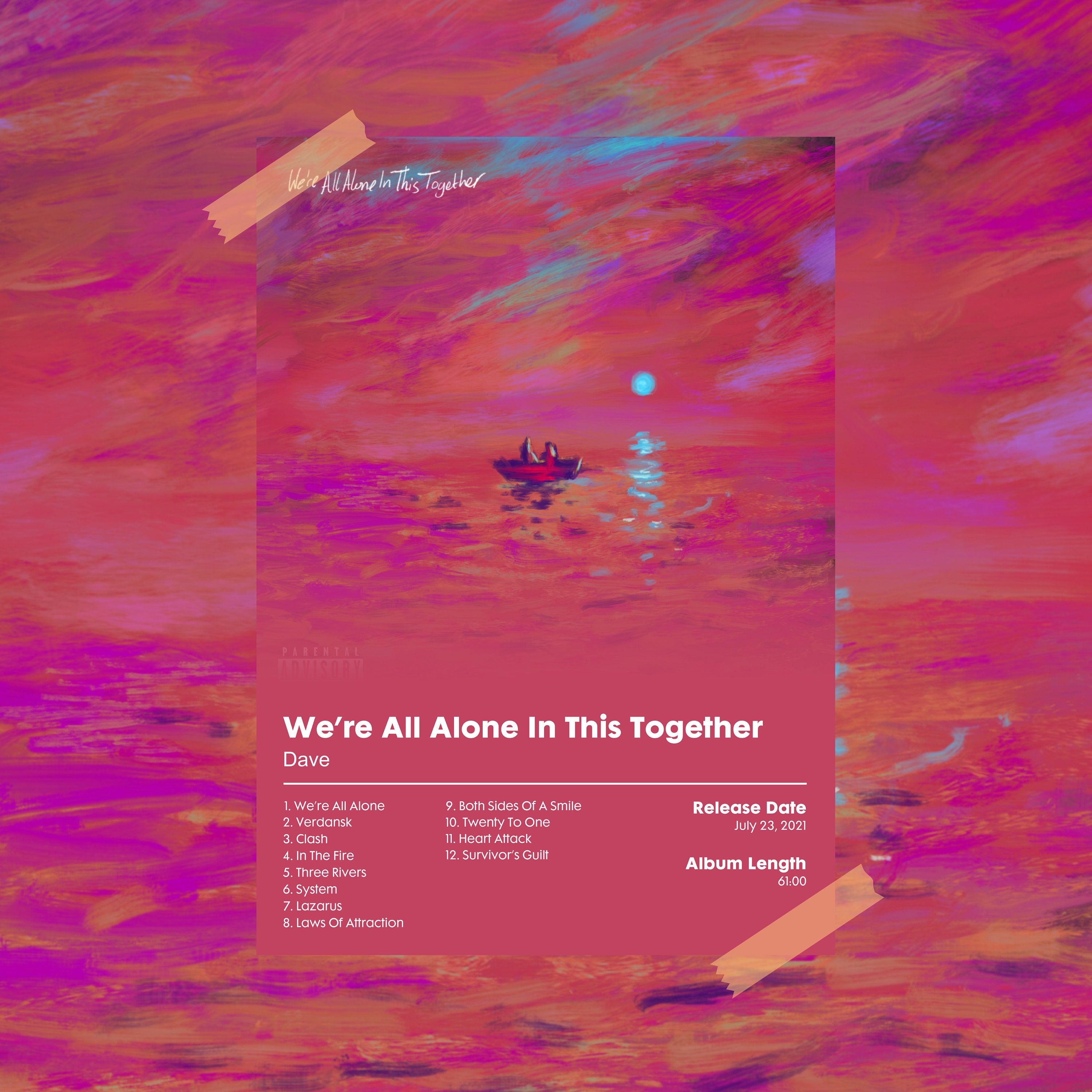 Dave - We're All Alone in This Together - Album Poster - Etsy UK
