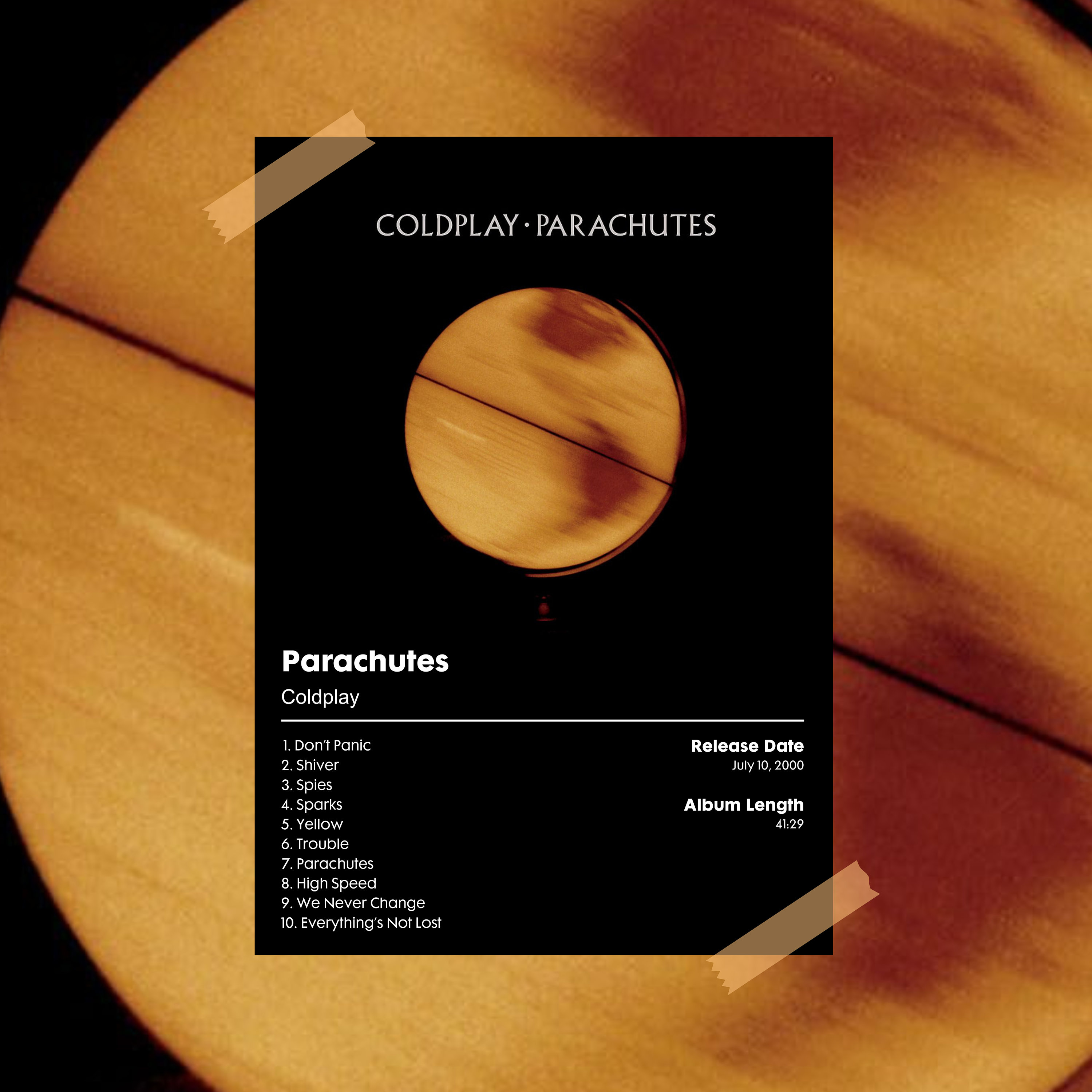 Coldplay Parachutes Album Poster - Etsy UK