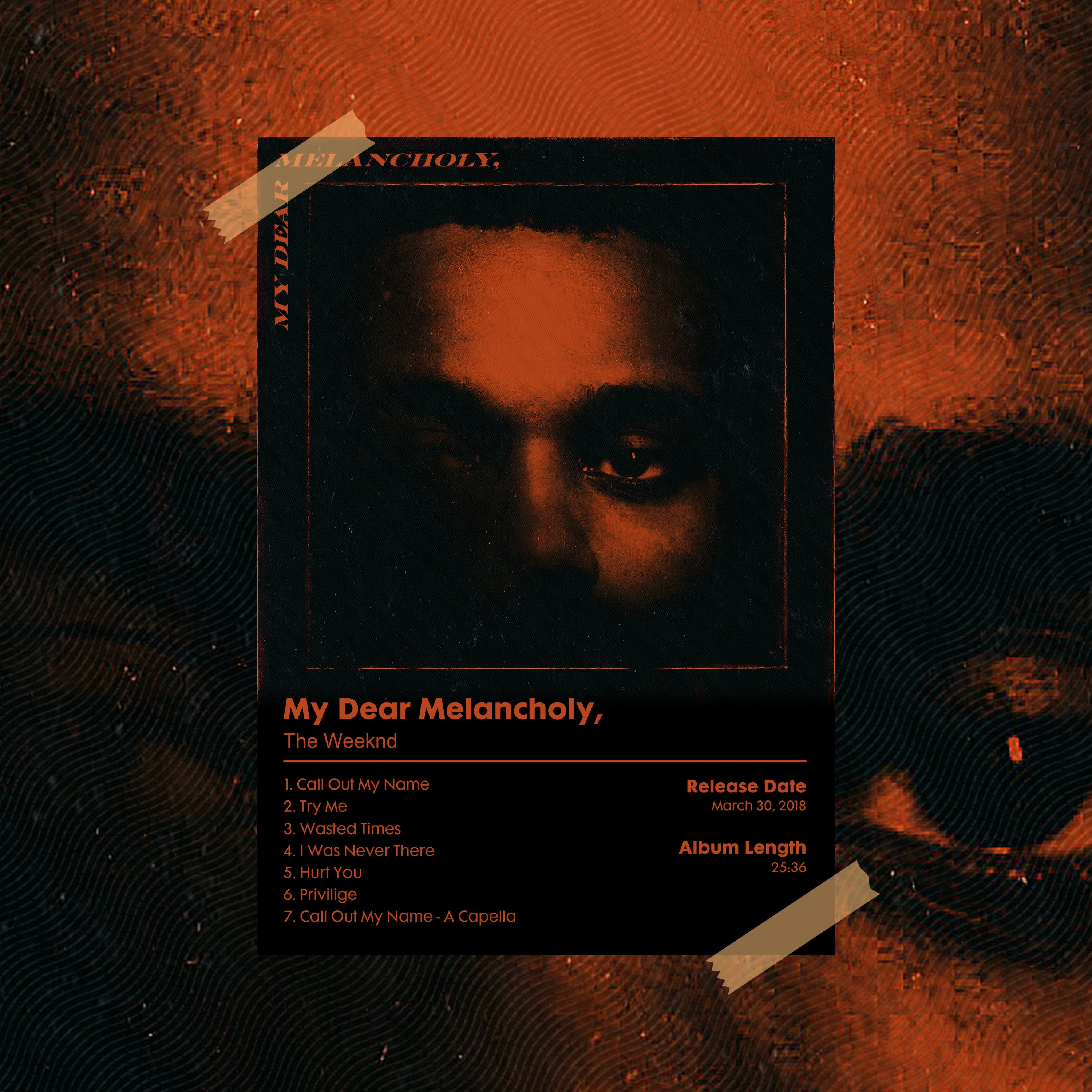 The Weeknd - My Dear Melancholy - Album Poster - Etsy UK